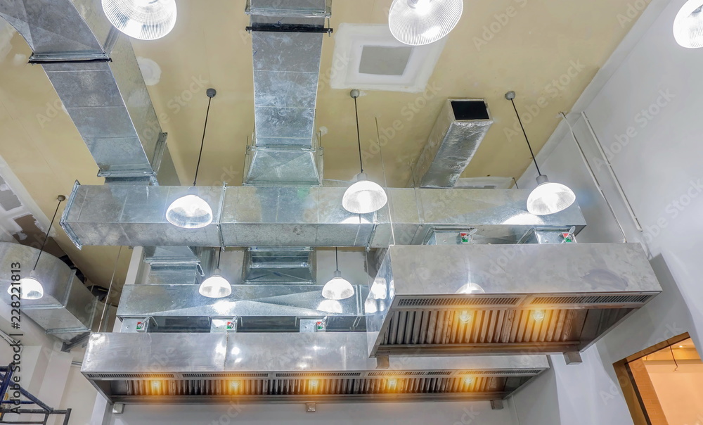 The restaurant ventilation system. Airflow fan for ventilate vacuum ...