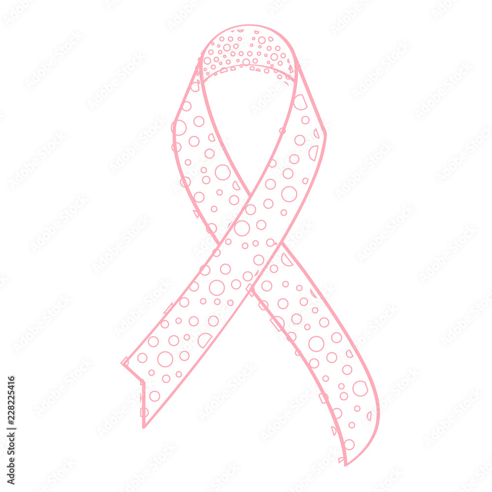 Outline of a pink ribbon. Breast cancer awareness campaign. Vector ...