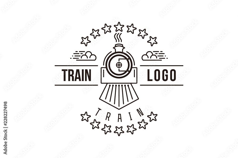 vintage mono line train logo Designs Inspiration Isolated on White ...