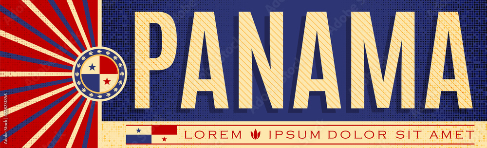 Panama patriotic banner design, typographic vector illustration ...