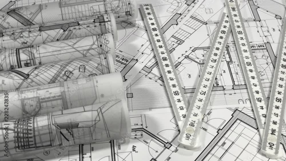 workplace of the architect: rolls of architectural drawings ...