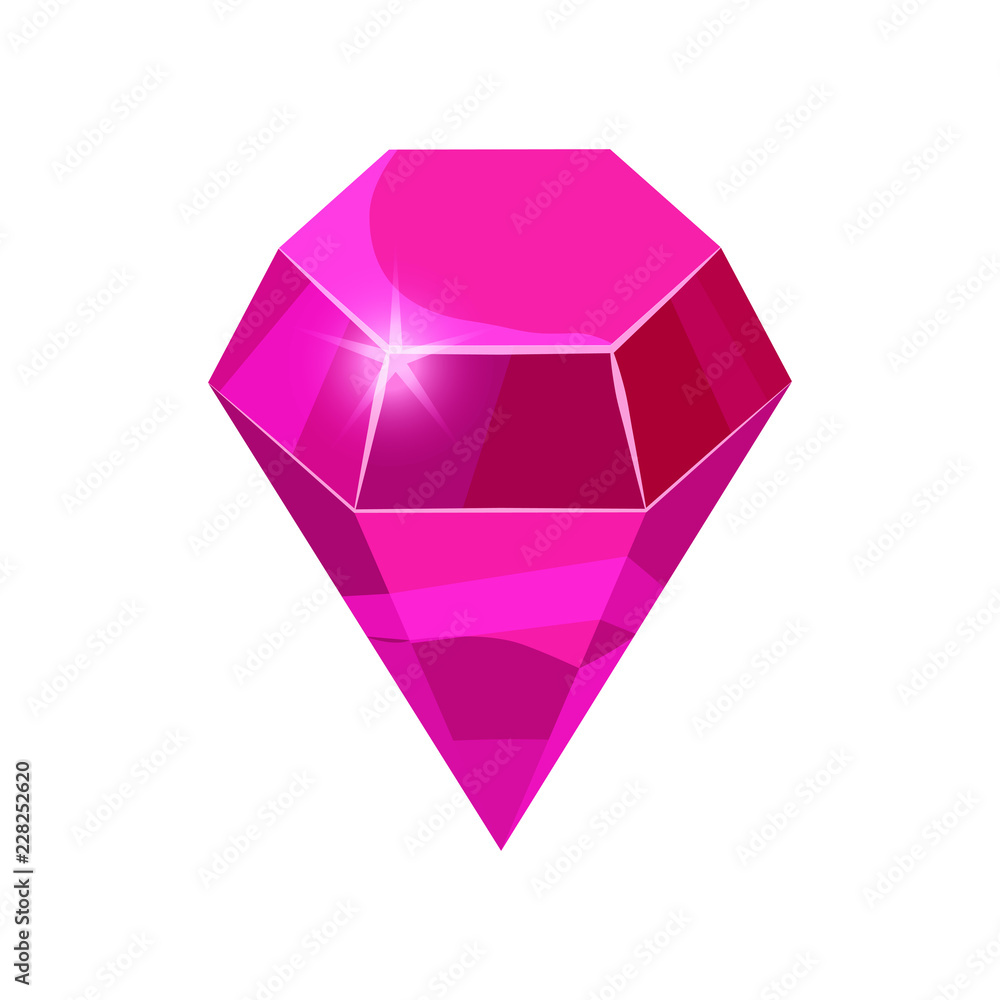 Diamond sparkling, shining pink color isolated on white background ...