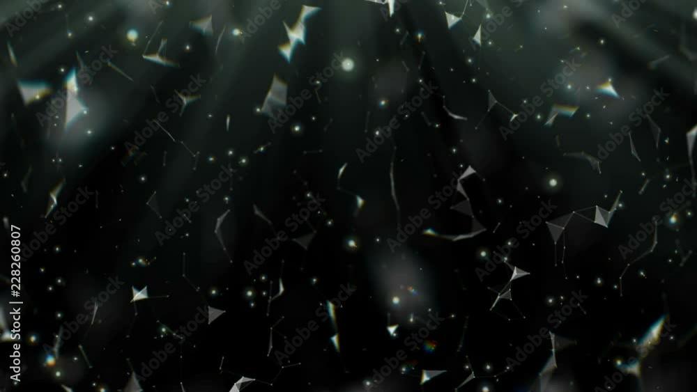 Refraction of light in space. Depth of field.3d rendered abstract plexus shapes. Connection and ...