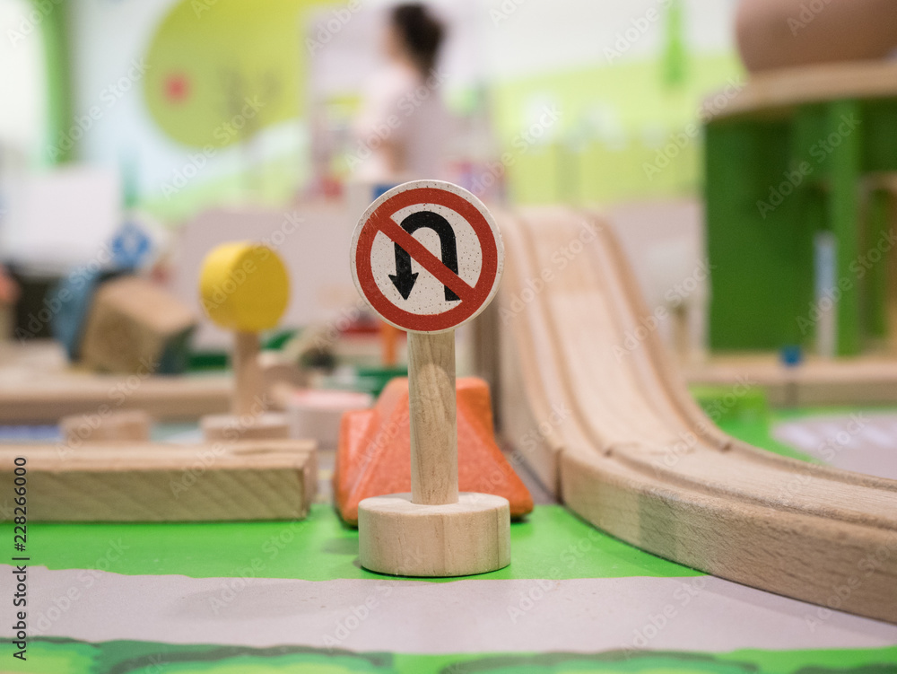 No return sign Toy Set Street Signs ,rail road going round a bend with ...