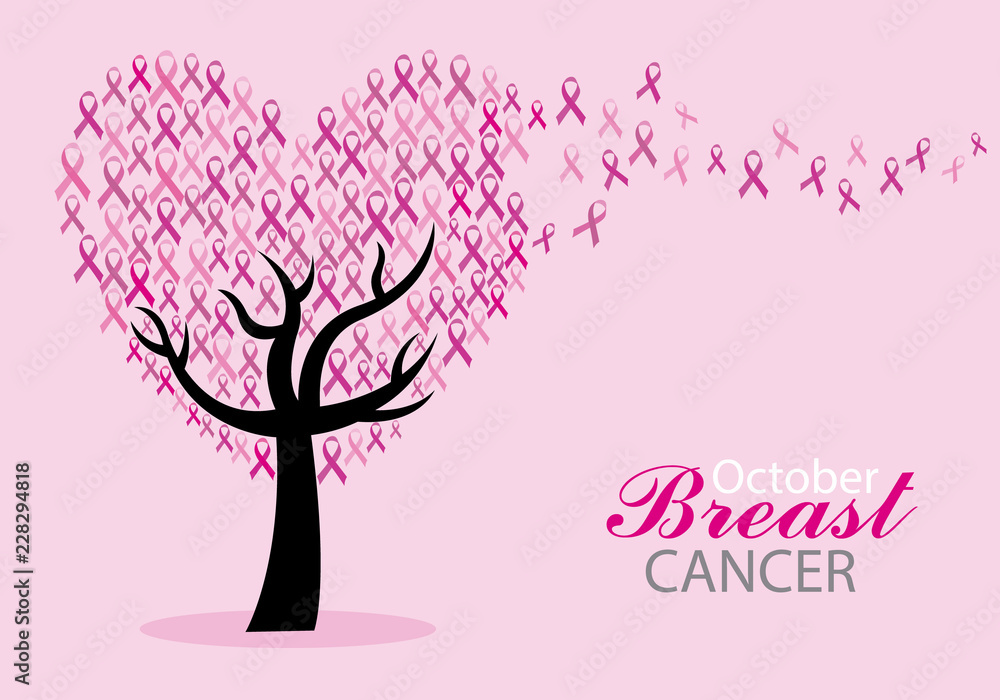 Breast cancer awareness. Tree with pink bows Stock Vector | Adobe Stock