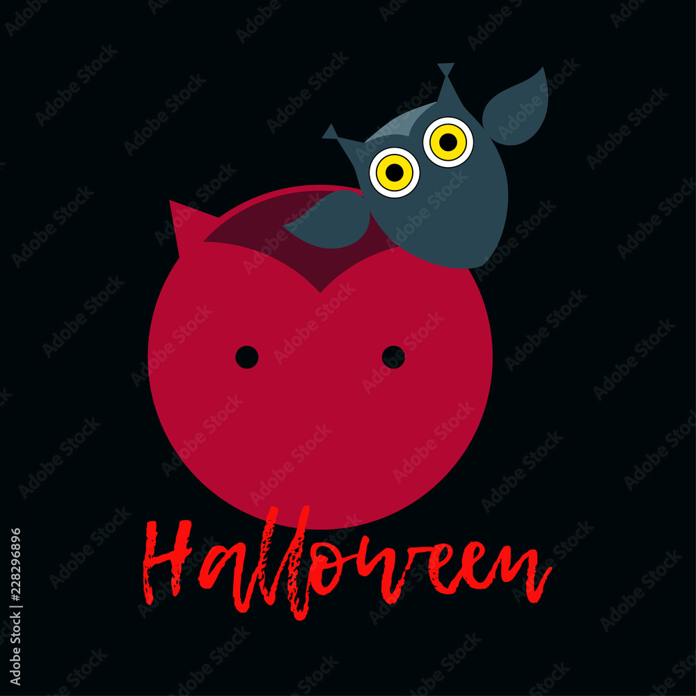 Poster Happy Halloween. Icons with the devil. Vector illustration. Can ...