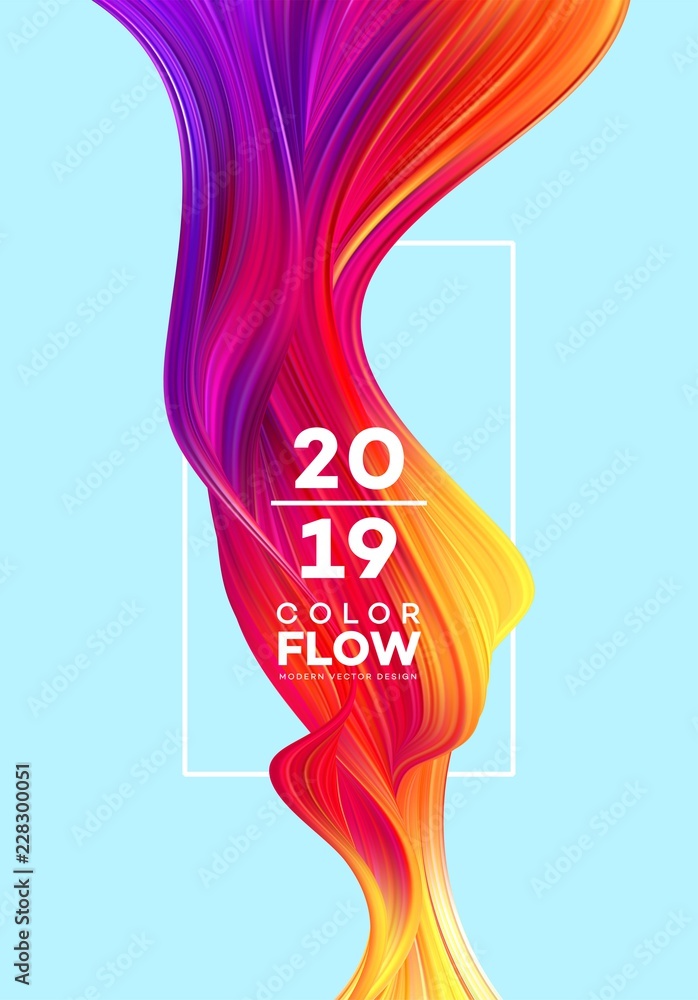 Modern colorful flow poster. Wave Liquid shape in color background. Art ...
