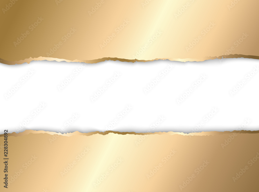 Gold and white torn paper. Template background Stock Vector | Adobe Stock