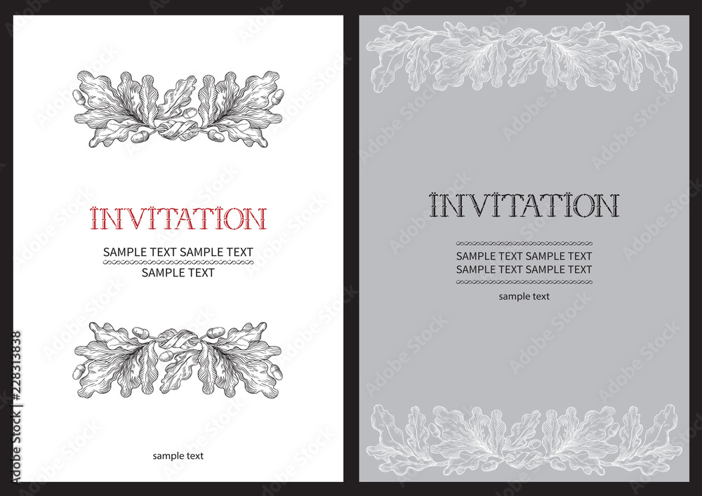 Vintage Invitation cards. Vector backgrounds with lettering hand drawn ...