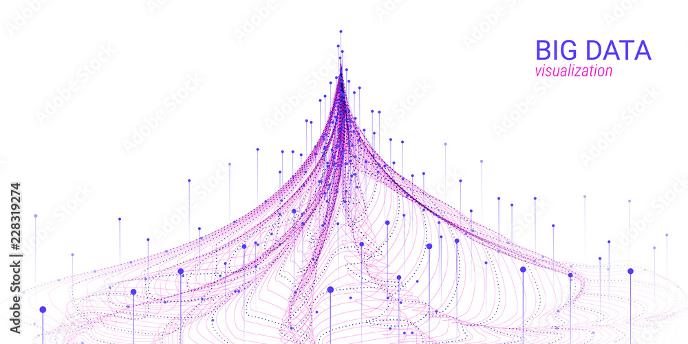 Wave 3D Big Data Visualization. Analysis Infographic. Stock Vector ...