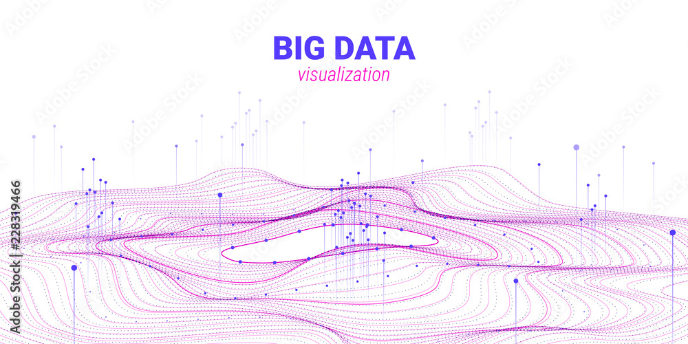 Wave 3D Big Data Visualization. Analysis Infographic. Stock Vector ...