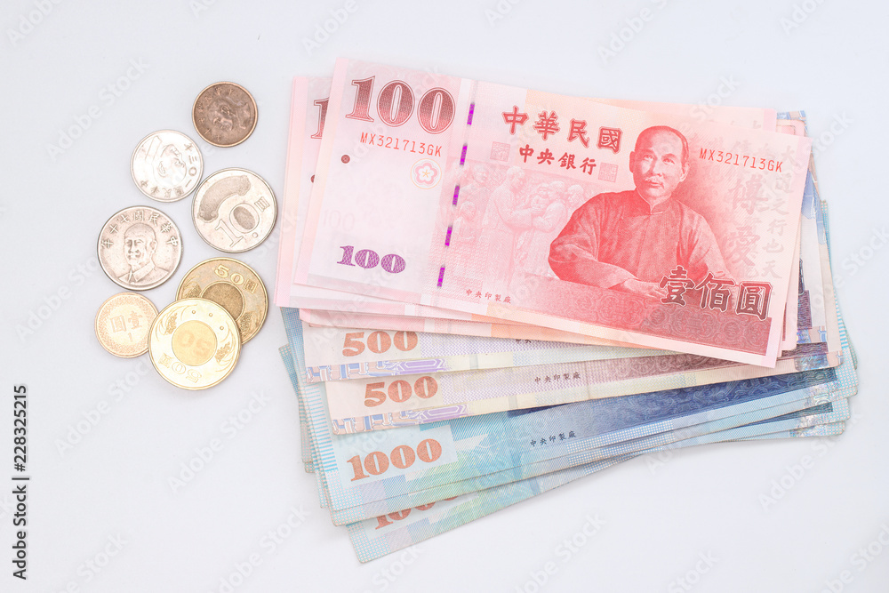 New Taiwan Dollar bill on white background Stock Photo | Adobe Stock