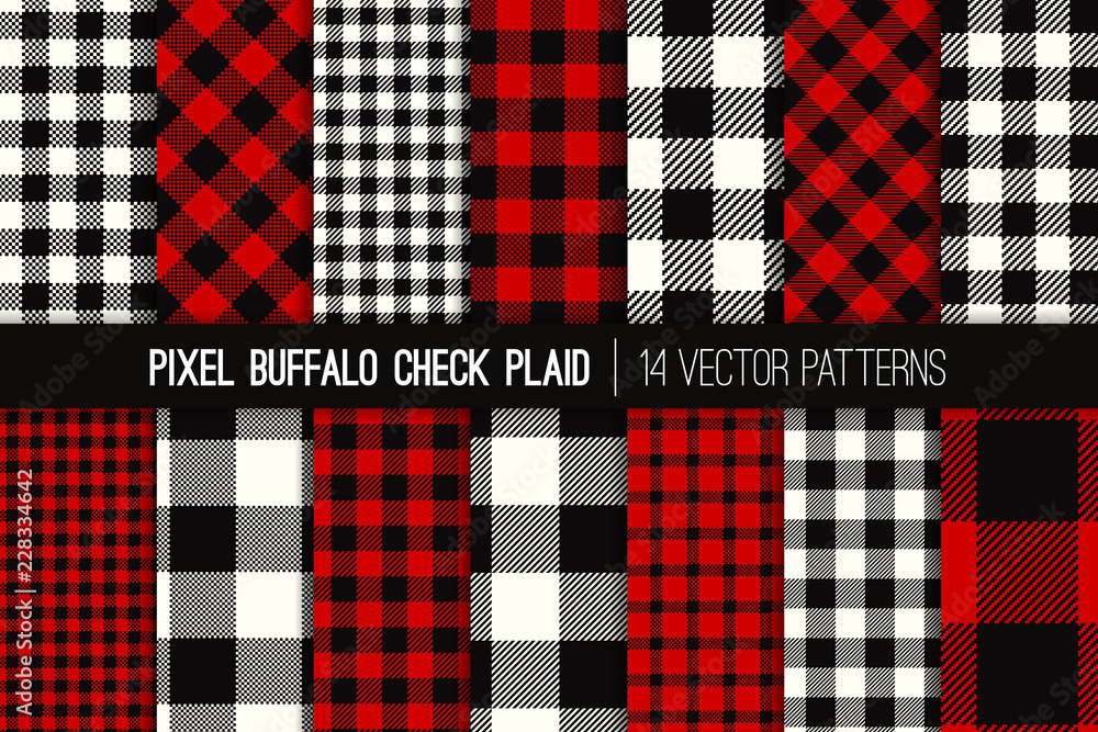 Fototapeta Lumberjack Buffalo Check Plaid Vector Patterns. Red, Black ...