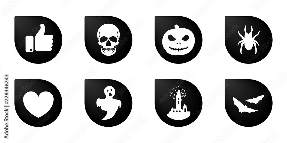 Halloween Emoji icons. Funny faces with different halloween elements ...