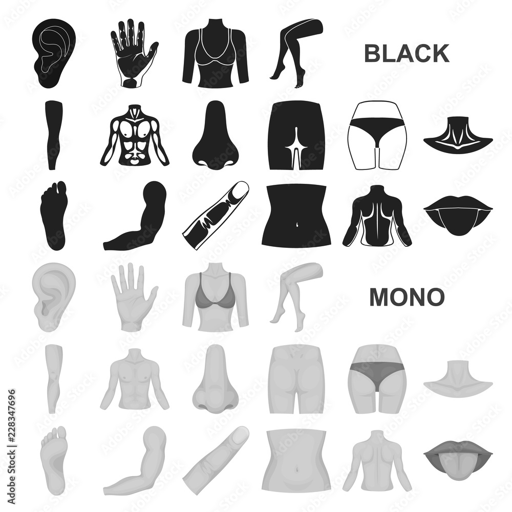 Part of the body, limb black icons in set collection for design. Human ...