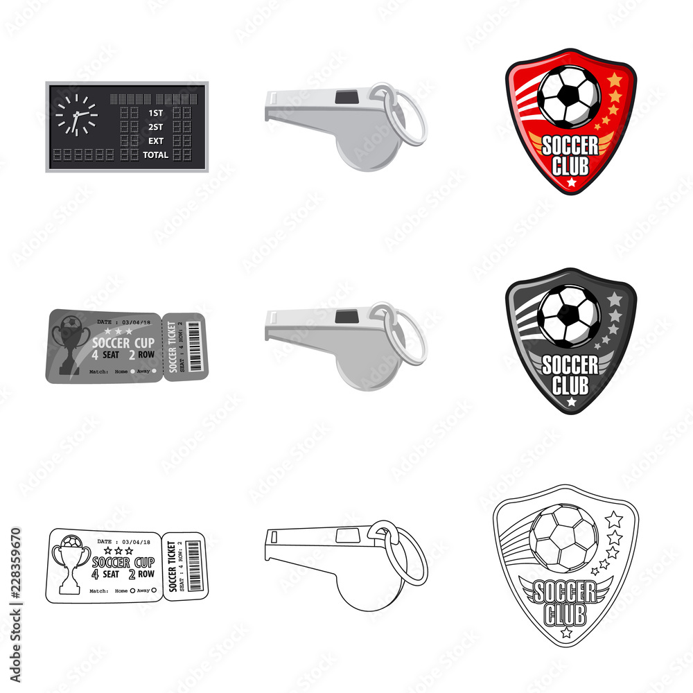Vector illustration of soccer and gear symbol. Set of soccer and ...