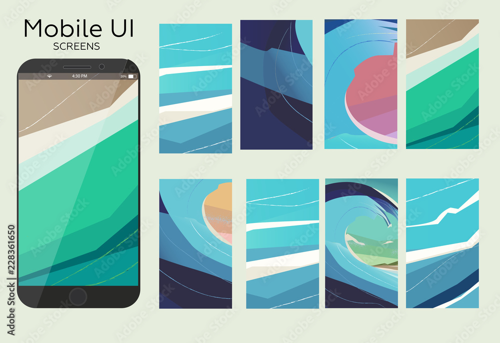 Design Of Mobile App Ui Ux Gui Set With Sea Waves Stock Vector Adobe Stock