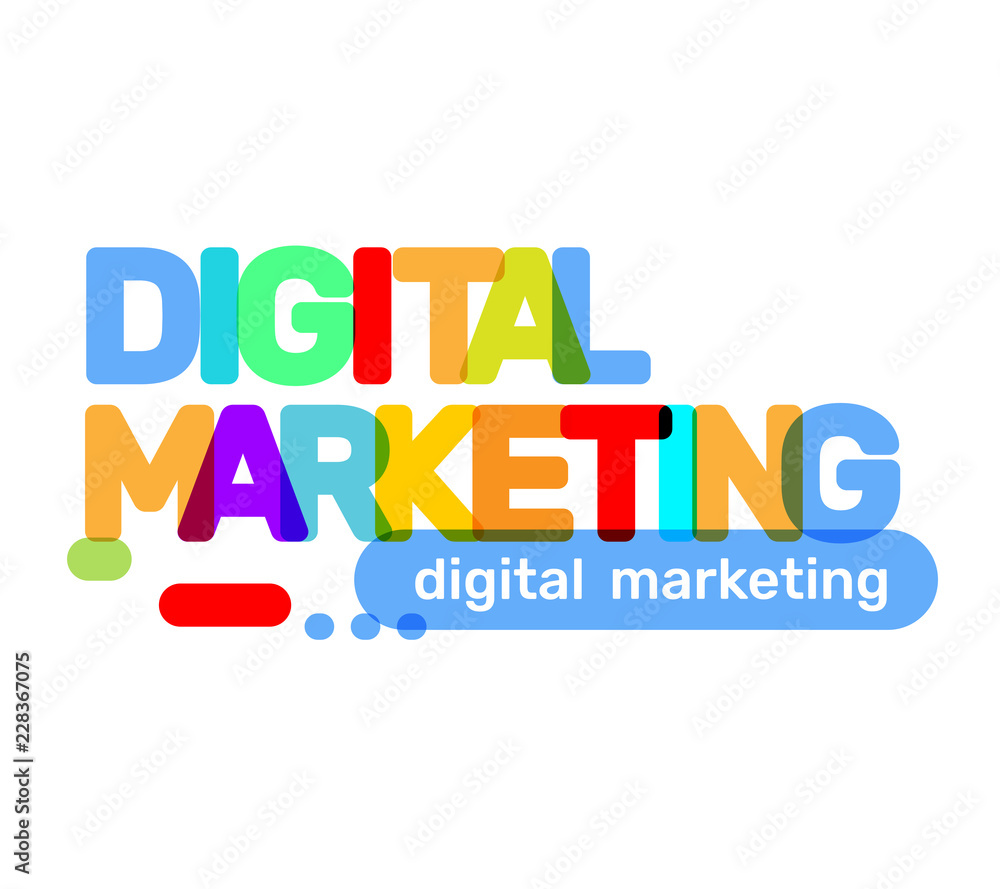 Vector creative illustration of digital marketing business word ...