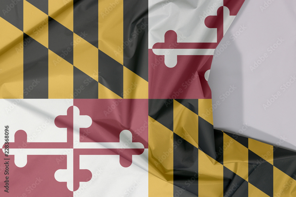 Maryland fabric flag crepe and crease with white space, The states of ...