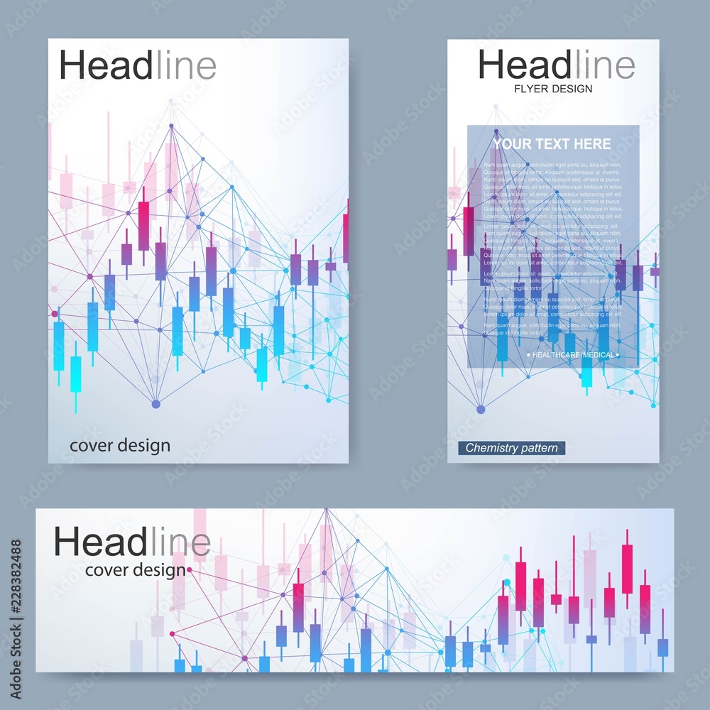 Set flyer, brochure size A4 template,banner.Stock market or forex ...
