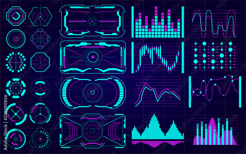 Set of Futuristic user interface Elements. HUD. hi-tech main. ui design ...