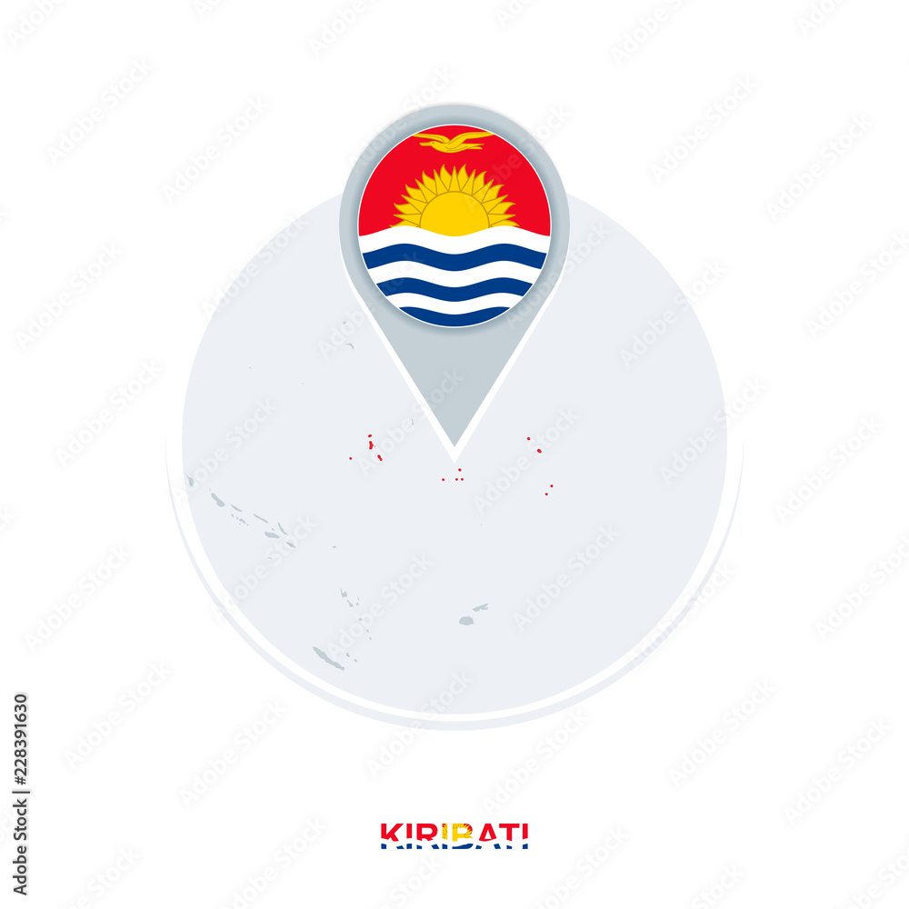 Kiribati map and flag, vector map icon with highlighted Kiribati Stock ...