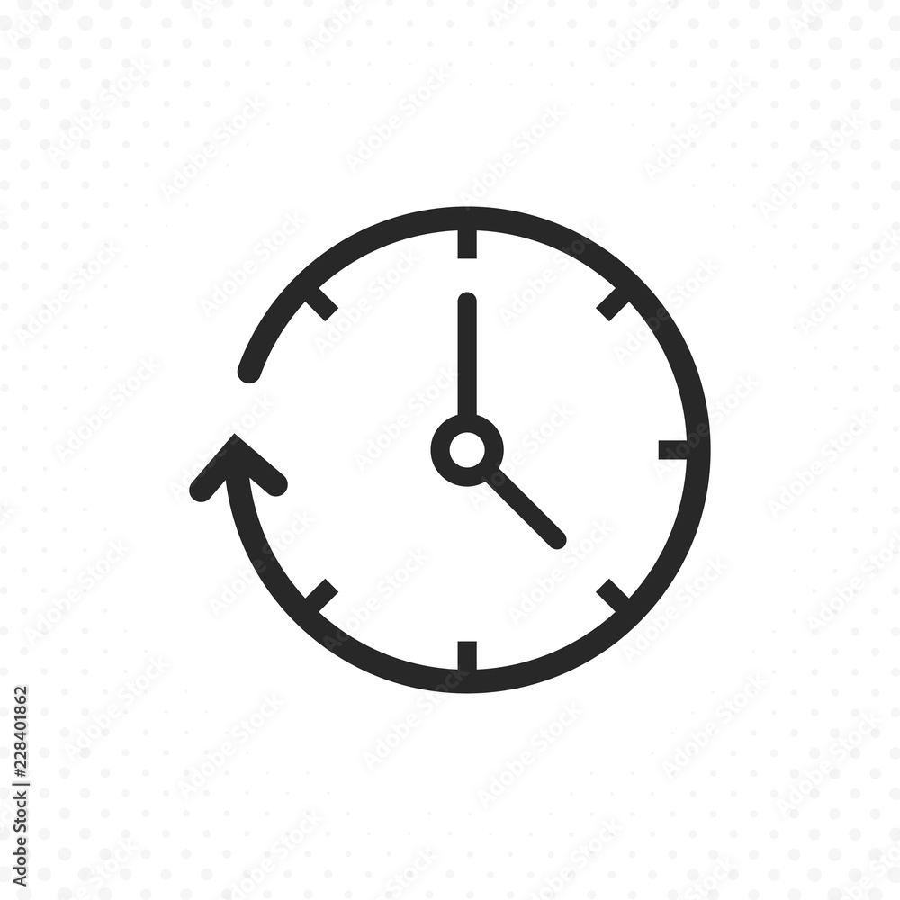 Clock arrow icon. Clock icon with arrow in linear style. Time symbol ...