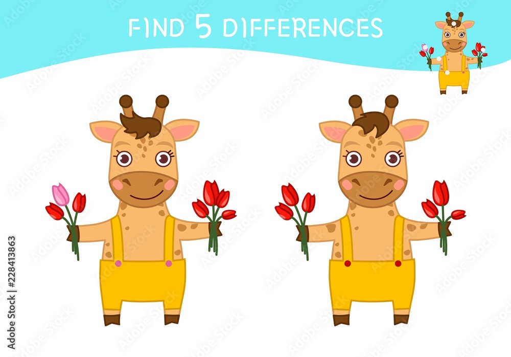 Find differences. Educational game for children. Cartoon vector ...