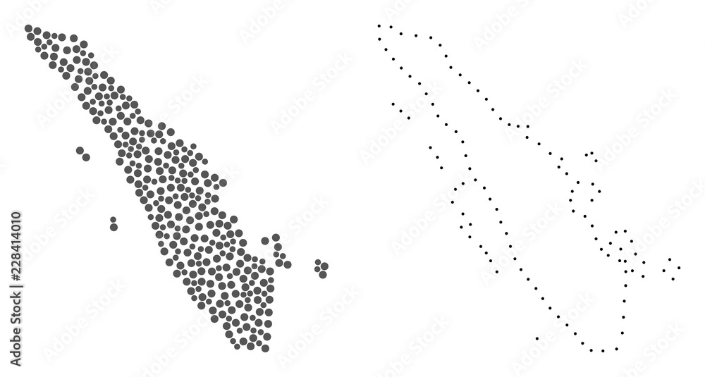 Dot and Contour map of Sumatra Island composed with dots. Vector grey ...