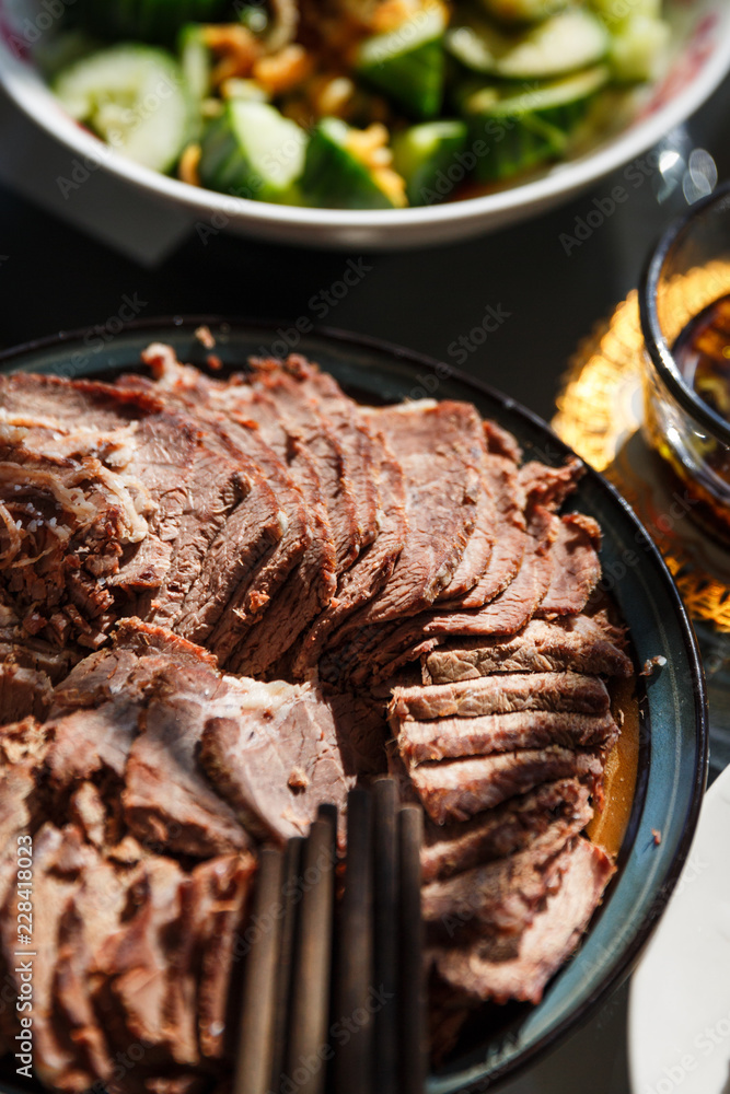 Chinese cold dish five spice stewed beef tendon Stock Photo | Adobe Stock