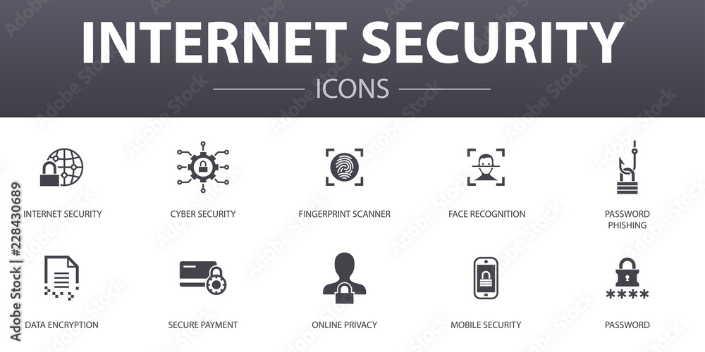 Internet Security simple concept icons set. Contains such icons as ...