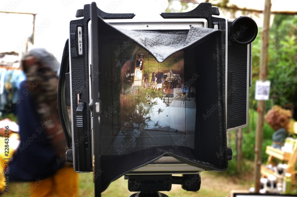 photographing a landscape on large format cameras with focusing screen ...