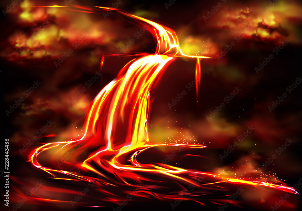 Flow of hot fluid lava, clouds of poisonous smoke and ash, toxic gases ...