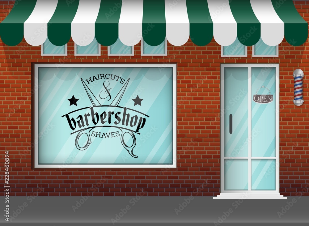 Barbershop storefront building background Stock Vector | Adobe Stock