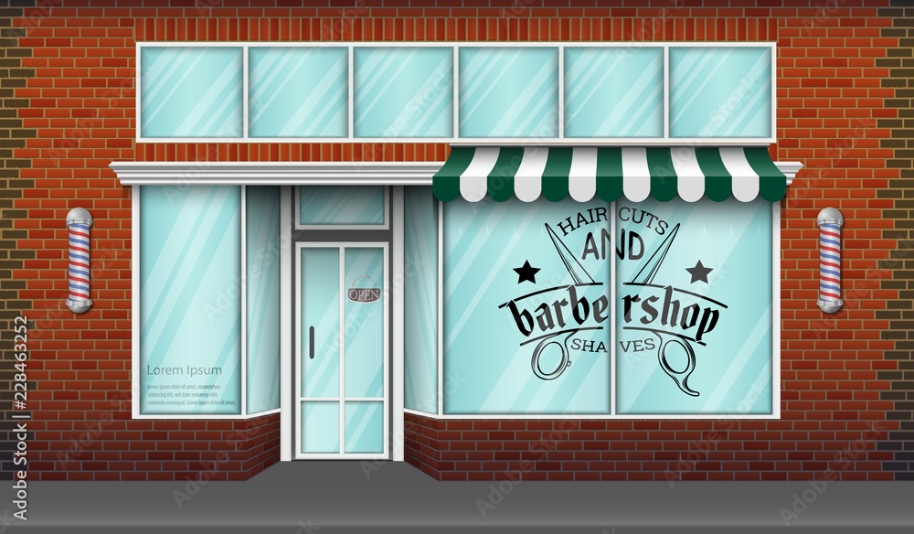 Barbershop storefront building background Stock Vector | Adobe Stock