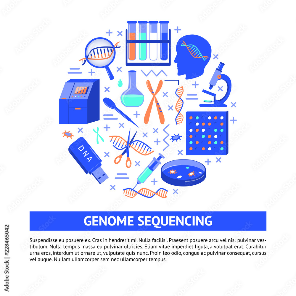 Genome sequencing round concept in flat style Stock Vector | Adobe Stock