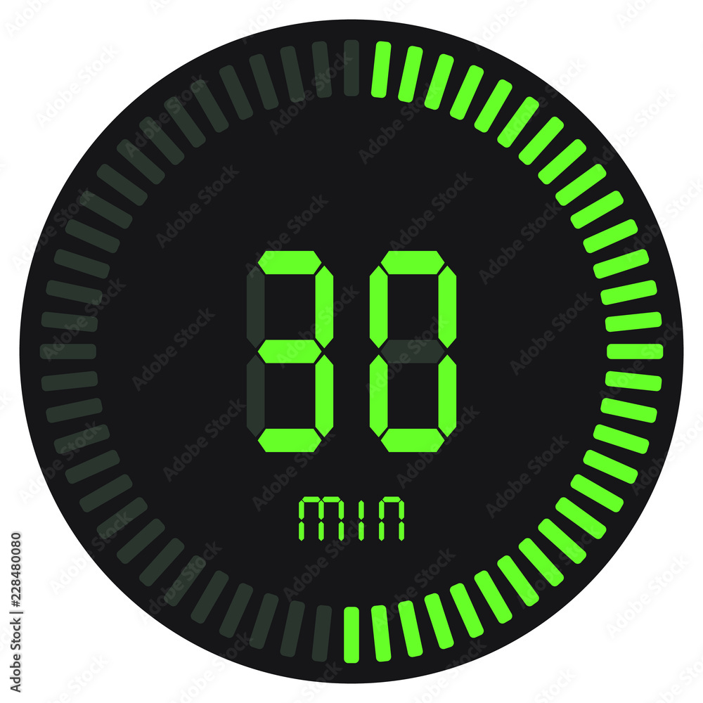 The green digital timer 30 minutes. electronic stopwatch with a ...