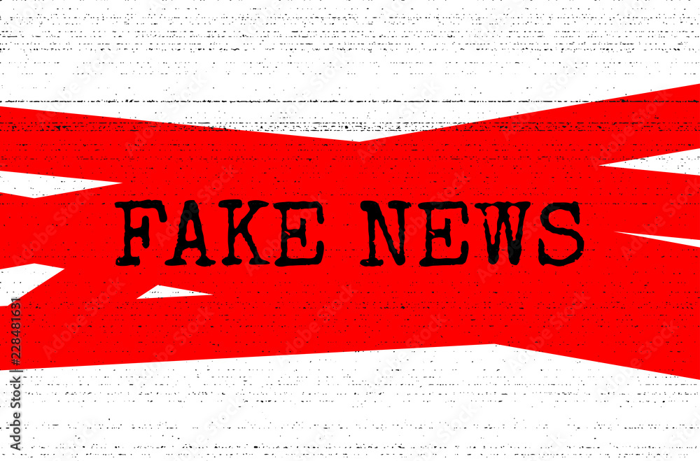 Vetor de Fake news concept. Red, black and white vector illustration ...