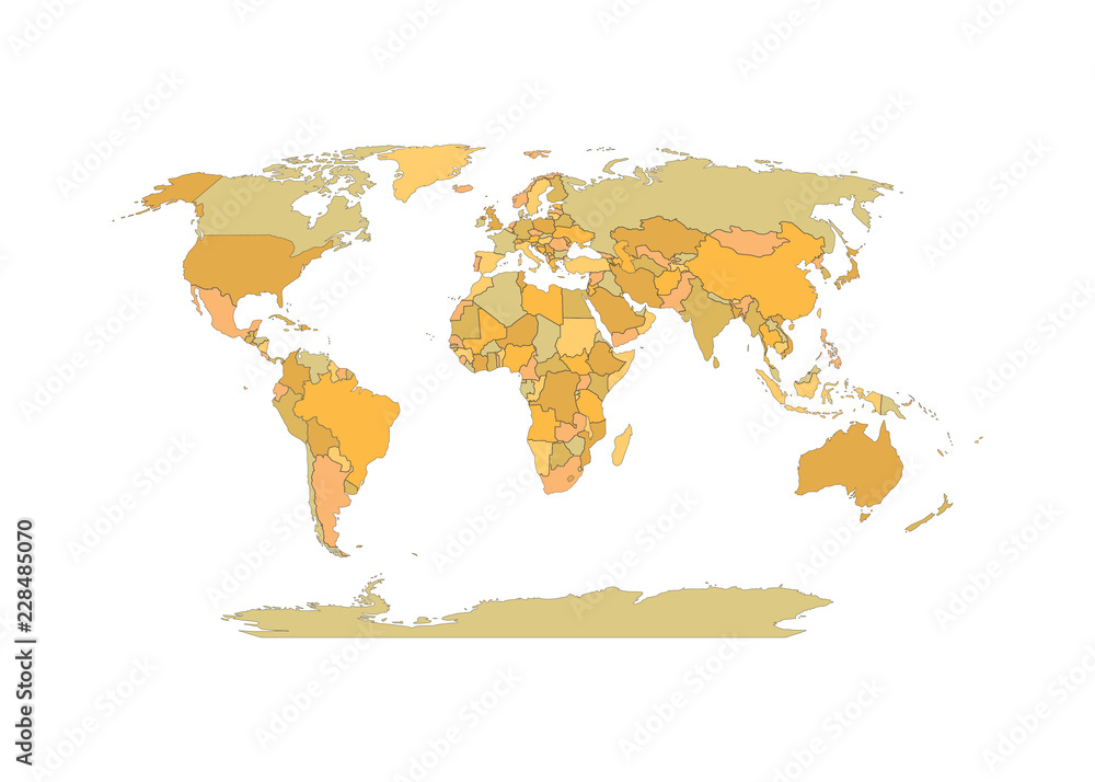 World map with countries borders. Vector illustration. Stock Vector ...