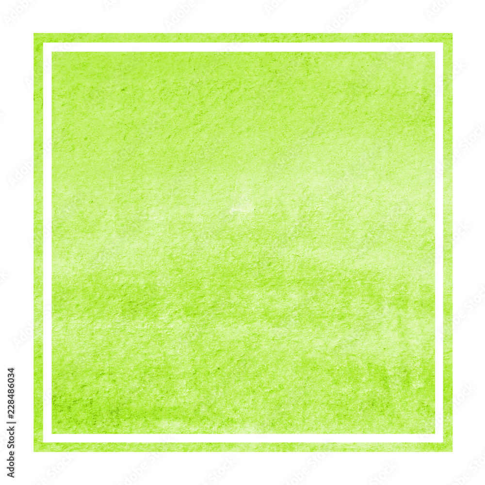 Light green hand drawn watercolor rectangular frame background texture ...