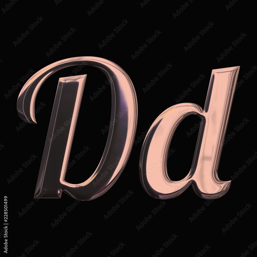 Set of initial and lowercase letter D with metallic rose gold texture ...