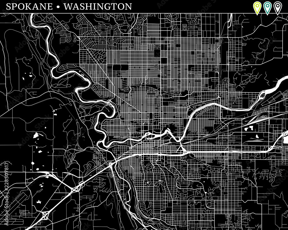Simple map of Spokane, Washington Stock Vector | Adobe Stock