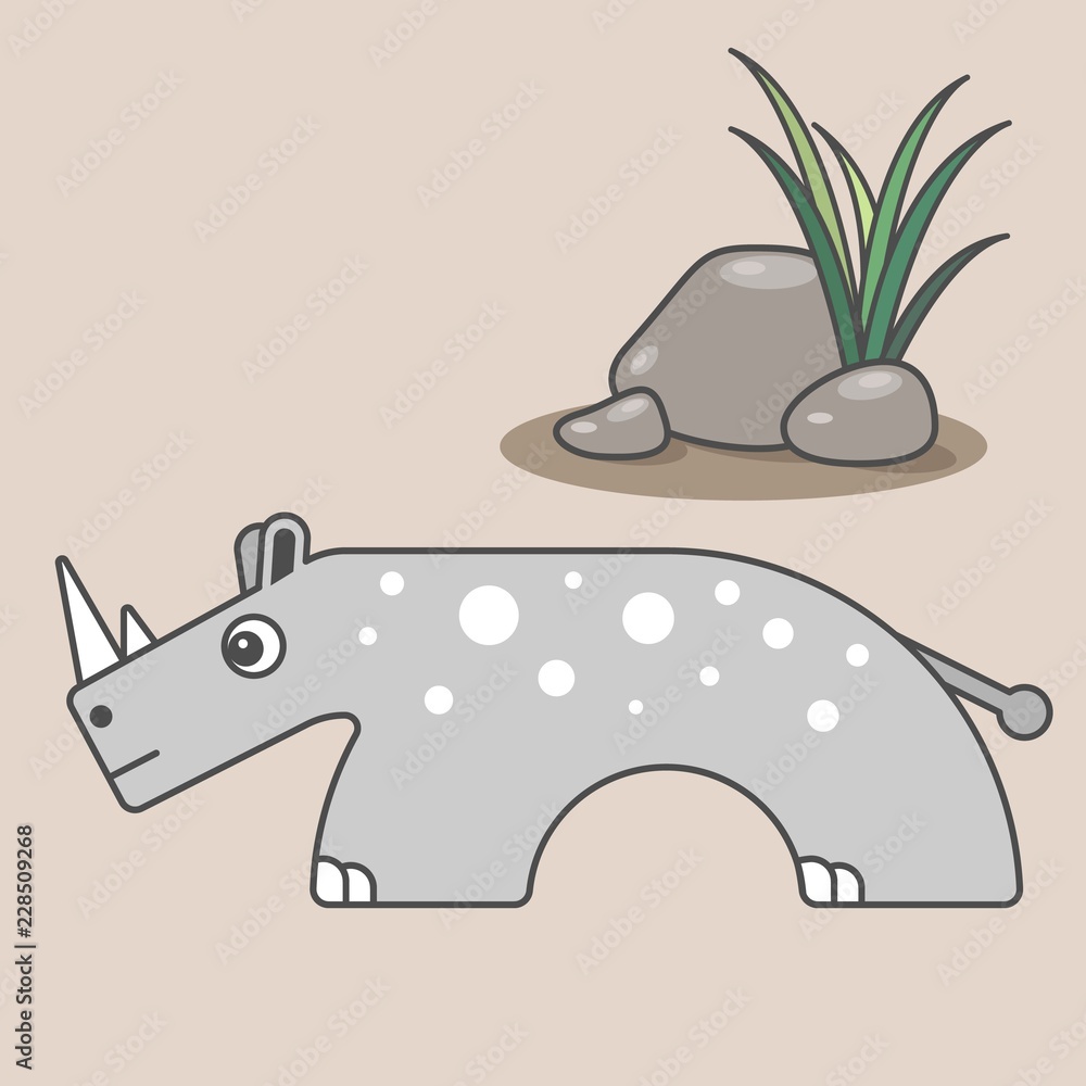 Rhinoceros cartoon style, vector art for kids Stock Vector | Adobe Stock