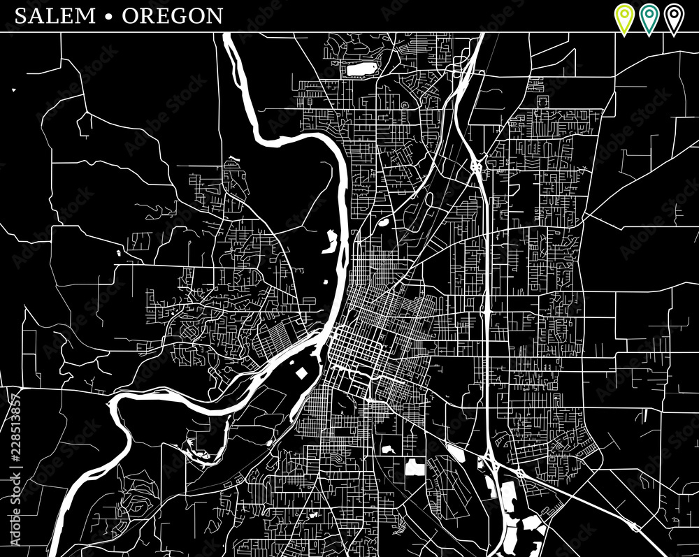 Simple map of Salem, Oregon Stock Vector | Adobe Stock