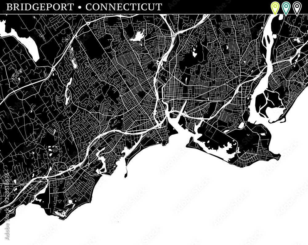 Simple map of Bridgeport, Connecticut Stock Vector | Adobe Stock