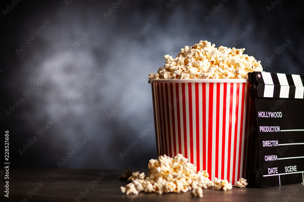 Full popcorn bucket Stock Photo | Adobe Stock