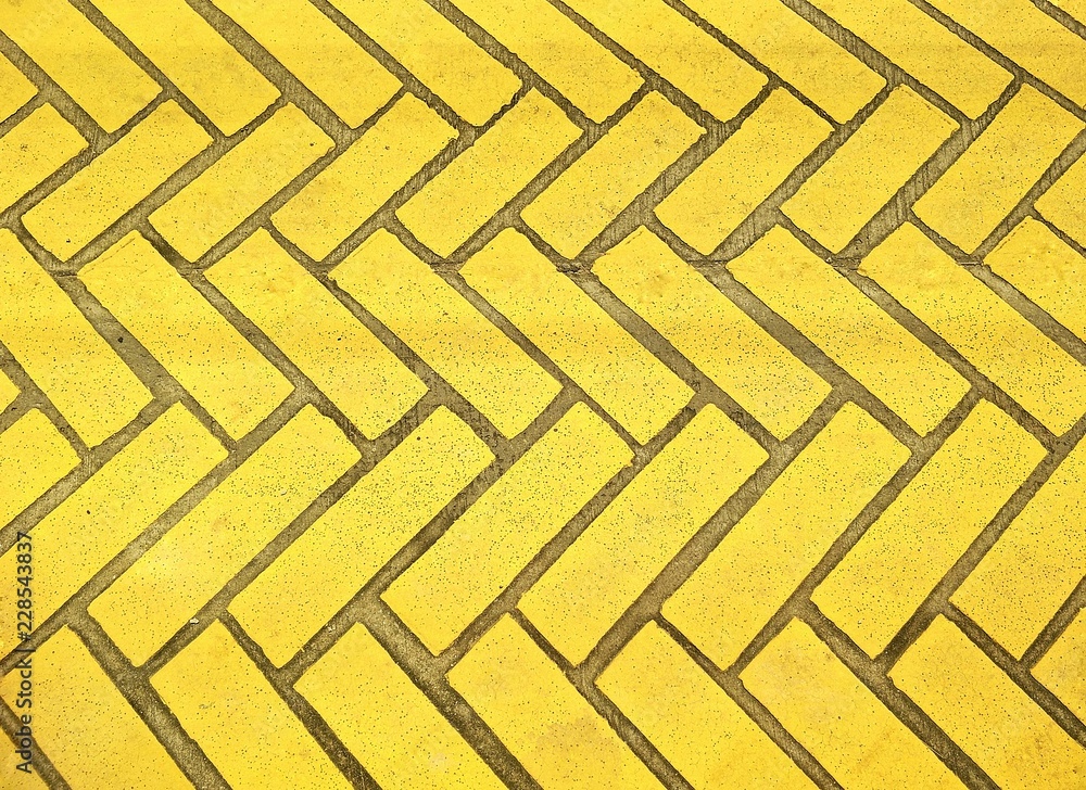 The old yellow bricks stone floor with zigzag pattern background,for ...