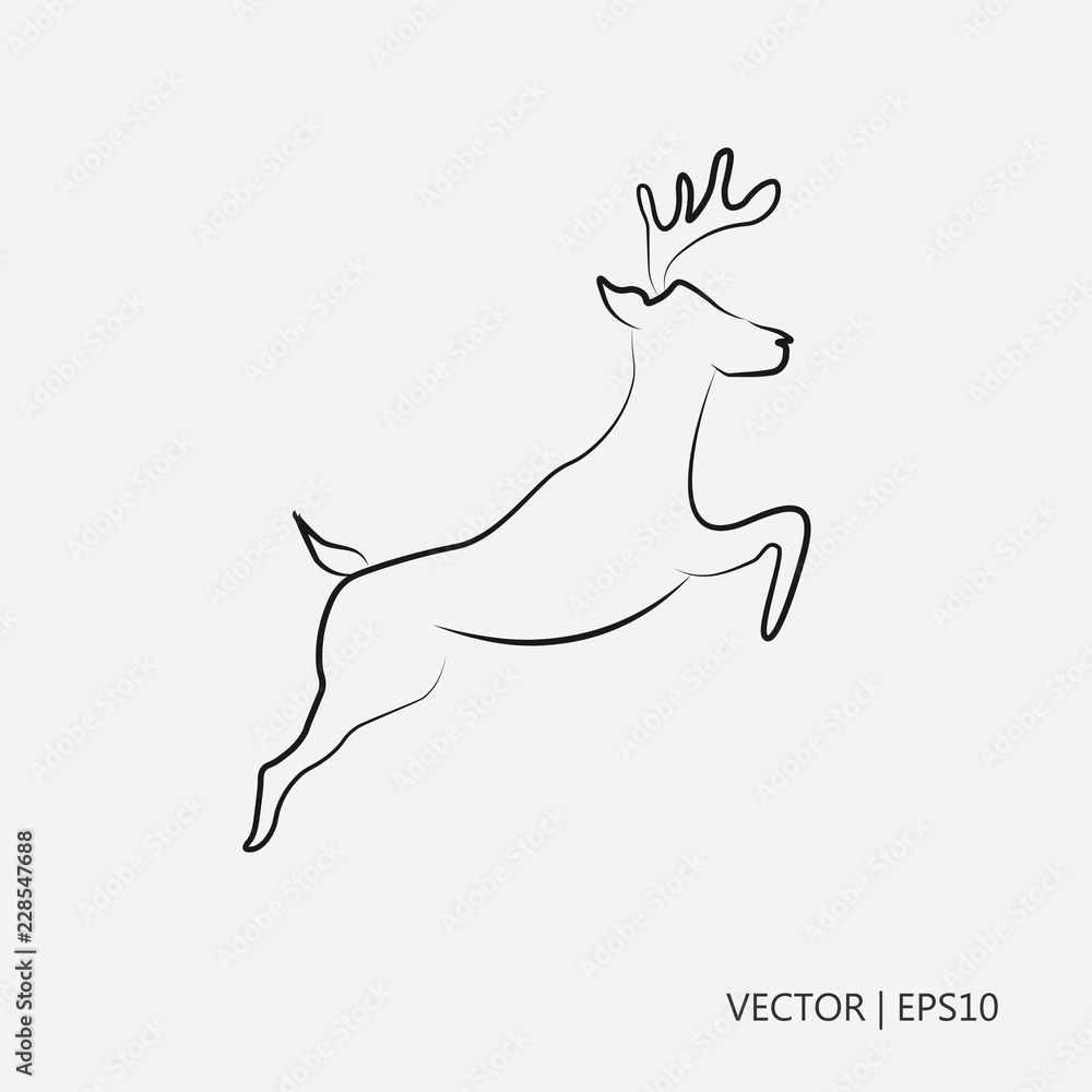 Vector illustration. Jumping deer. An animal. Sketch. Drawing for ...