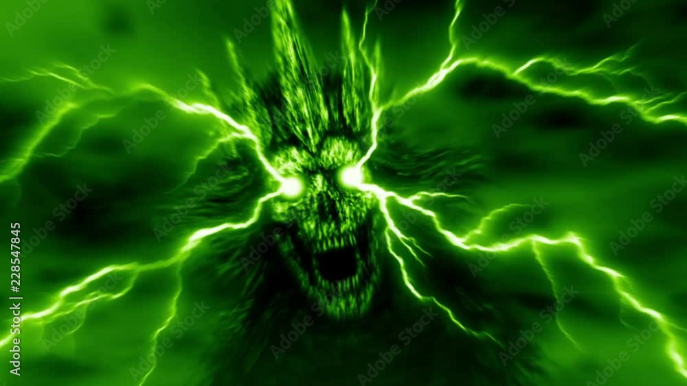 Dark queen with crown with lightning. Goddess of death smiles. 2D ...