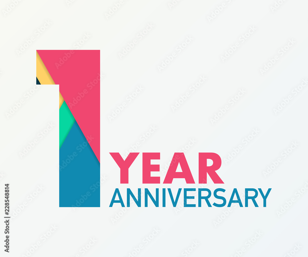 1 year anniversary emblem. Anniversary icon or label. 1 year ...